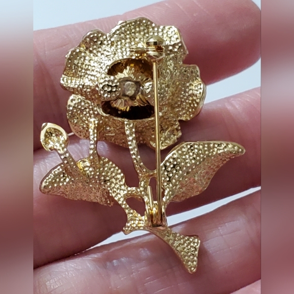 Jewelry | English Rose Brooch Flower Gold Yellow Pin Wedding Enamel New ...